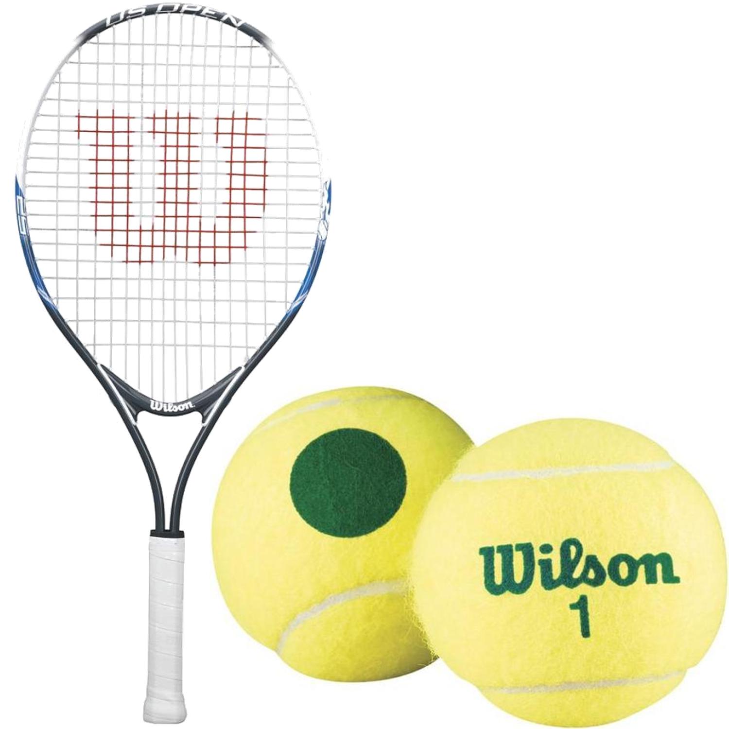 Wilson US Open Junior Tennis Racquet, Green Dot Tennis Balls