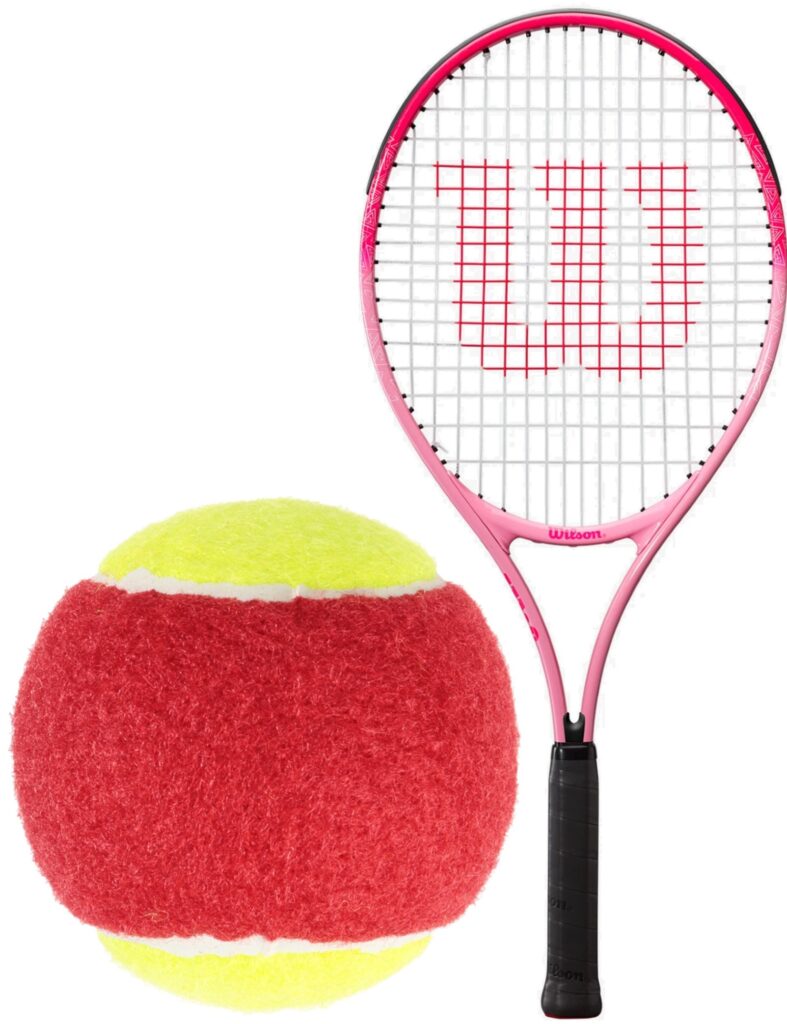 Wilson Burn Pink Junior Tennis Racquet bundled w 3 Red Felt Tennis ...